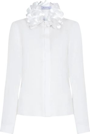 Gloria Coelho Hemd mit Blumenapplikation - Wei&szlig;