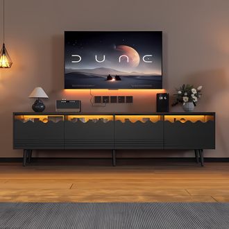 Generic TV Schrank Lowboard mit LED Beleuchtung und Glasfront, TV Board f&uuml;r Fernseher bis 75 Zoll, Medienm&ouml;bel mit Schubladen und Schr&auml;nken, Wohnzimmer TV St&auml;
