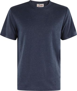 MC2 Saint Barth T-Shirt en Lin Marine Ecstasea - Homme - Tops - Bleu - Taille: M