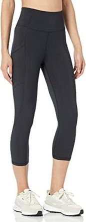 Amazon Essentials Legging de sport 7/8 à taille haute modelant avec poches (existe en grandes tailles) Femme, Noir, XXL Grande taille