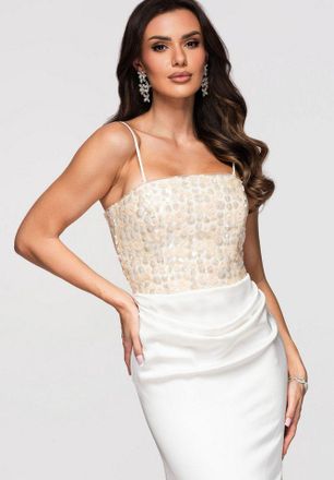 Ombre Abendkleid Damen Abendkleid Maxi mit schmalem Schnitt Ecru M (kein Set, 1-tlg)