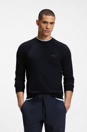 HUGO BOSS Strickpullover Rundhalsauswschnitt, Regular Fit, Struktur-Strick