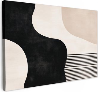 MuchoWow © Wandbilder Groß 120x80 cm XXL Schlafzimmer Home Deko Wohnung Bild Wohnzimmer Fotoleinwand Wand Bilder Leinwand Wall Decor Abstrakt - Japandi - Beige