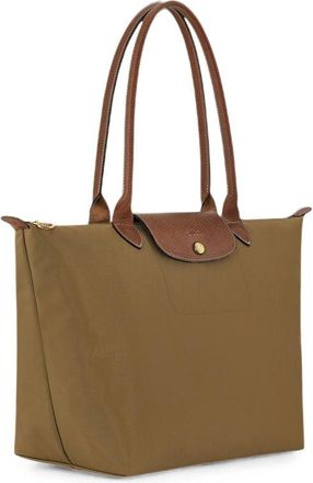 Longchamp Nylon with Calf-Leather Trim Tote Bag - Green