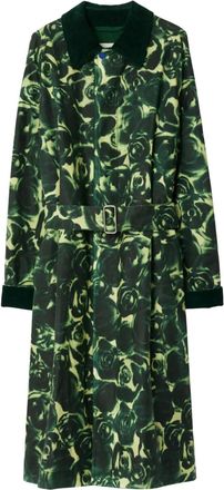 Burberry Langer Mantel mit Rosen-Print - Grün