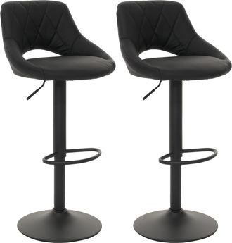 Mendler 2er-Set Barhocker HWC-N64, Barstuhl Tresenhocker, Fu&szlig;ablage drehbar, Kunstleder Metall - schwarz