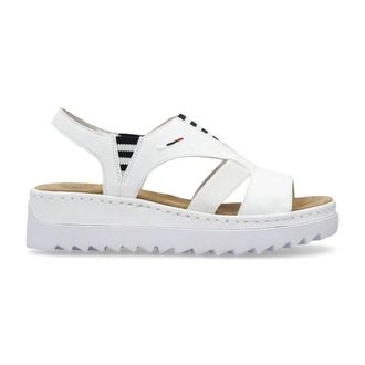 Rieker Femme, Chaussures, Blanc, Taille: 39 EU Sandales Plates Ouvertes Décontractées Blanches