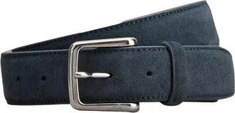 Tod's Homme, Accessoires, Bleu, Taille: 85 CM Ceinture en cuir velours à boucle en métal nickelé