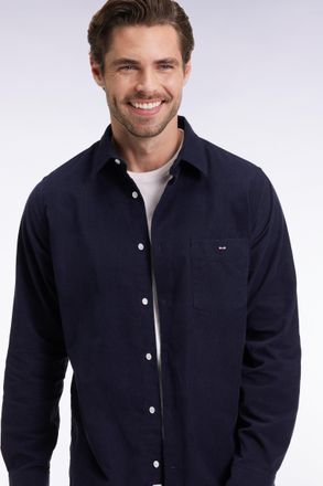 Eden Park Chemise En Velours Marine Coupe Droite