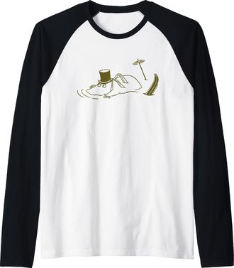 Moomin Olive Skifahren Moominpappa steckt im Schnee Winter Spiele Raglan