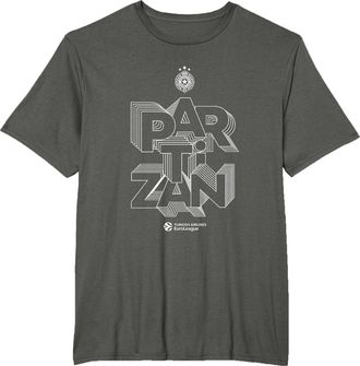 EuroLeague Partizan Belgrade Schwarz T-Shirt, Klassisches Rundkragen Kurzarm T-Shirt, Klassisch geschnitten, Doppelt gen&auml;hter Saum, Unisex-Erwachsene, Kurzarm, S