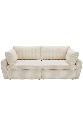 CARRYHOME Schlafsofa, Creme, Textil, 2-Sitzer, F&uuml;llung: Schaumstoff, 240x90x120 cm, Stoffauswahl, Liegefunktion, Schlafen auf Sitzh&ouml;he, R&uuml;cken echt, Wohnzimmer,