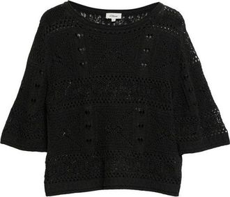 s.Oliver Kurzarmpullover Strickpullover Ajour-Strickpullover
