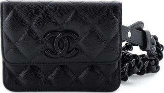 Chanel My Everything Flap Card Holder Quilted Caviar belt bag - Noir