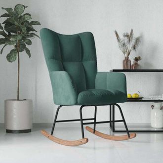 vidaXL Chaise &agrave; bascule Vert fonc&eacute; Velours Vidaxl