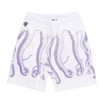 Octopus Lila Wei&szlig;e Jogger Shorts Leichter Stoff - - Shorts - Herren - Mehrfarbig - XL