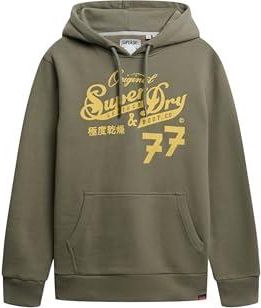 Superdry Sweat &agrave; capuche pour homme avec inscription &laquo; Leather & Boot Co &raquo;, kaki fonc&eacute;, M