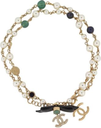 Chanel Halskette - NEUE CHANEL-HALSKETTE PERLEN GLAS STRASS 63-69CM M - Gr. unisize - in Gold - f&uuml;r Damen