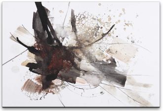 Paul Sinus Art 180x120cm Abstrakte Kunst Wandbild im Großformat - Beige Schwarz Braun