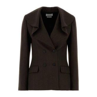 Alexander McQueen Drapierter gestreifter Wollblazer - - Jackets - Damen - Braun - S