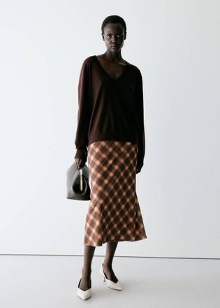 Mango Karierter Midi-Rock braun - Damen - XS - MANGO