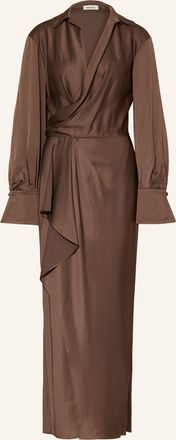 SIMKHAI Simkhai Satinkleid Talita In Wickeloptik braun