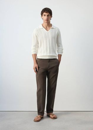 Mango Pull coton maille ajour&eacute;e blanc cass&eacute; - Homme - XXL - MANGO MAN