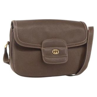 Gucci Sac bandouli&egrave;re en cuir Pre-owned - Femme - Pre-owned - Brun - Taille: ONE Size