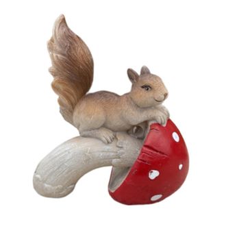 BESPORTBLE Wetterfeste Resin Gartenskulptur Eichh&ouml;rnchen mit Pilz Miniatur Figur f&uuml;r Garten und Innenbereich Robuste Outdoor deko mit Niedlichem Design Tierfigur