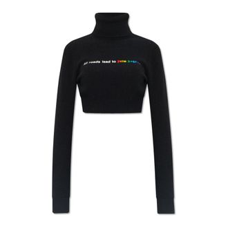 Palm Angels Cropped Rollkragenpullover - - Knitwear - Damen - Schwarzk - XS
