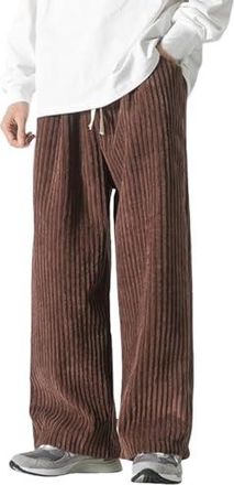 Generic Pantalon ample en velours côtelé pour homme - Pantalon de sport ample et élégant - Pantalon de rue tendance - Pantalon de jogging à jambe large - Cord