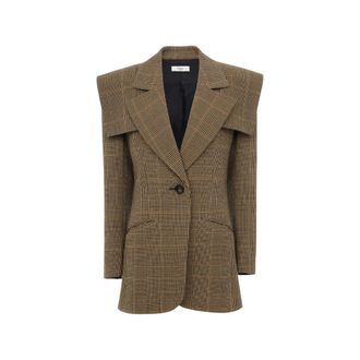 Chlo&eacute; Check-pattern Layered-shoulder Jacket