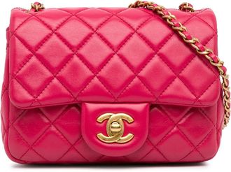 Chanel Hobo Bags - Mini Square Classic Lambskin Pearl Crush Single Fl - Gr. unisize - in Gold - f&uuml;r Damen