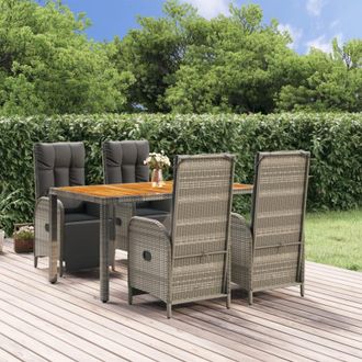 Festnight Rattan Gartenm&ouml;bel Set 4 Personen Verstellbar Gartenm&ouml;bel Set 4 St&uuml;hle mit Tisch Sitzgruppe Outdoor mit Hochlehner Terrassenm&ouml;bel Au&szlig;en Gartentisch mi