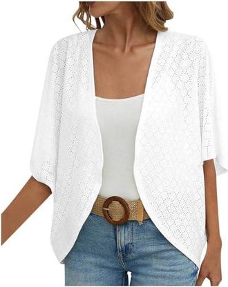 Generic Cardigan boléro léger pour femme - Cardigan court à manches chauve-souris ouvert sur le devant - Boléro en tricot cascade pour robes de soirée dété, d