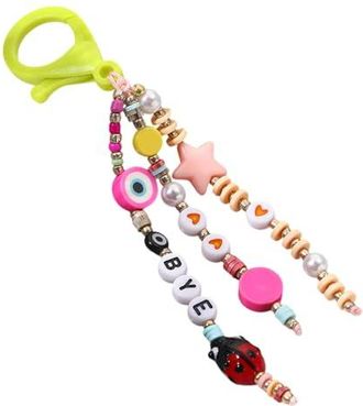 Generic Breloque de sac &agrave; main en perles - Porte-cl&eacute;s monogramme personnalis&eacute; en acrylique arc-en-, d&eacute;coration de sac &agrave; dos pour femmes, filles, anniversaire,