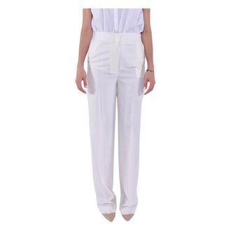 MVP Wardrobe Femme, Pantalons, Blanc, Taille: 38 FR Pantalon taille haute jambe droite