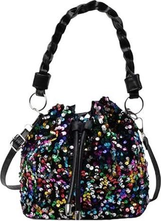 Generic Garhomtur Sac à bandoulière à paillettes pour femme avec cordon de serrage étincelant Sac fourre-tout à bandoulière amovible Sac à main en bord de mer