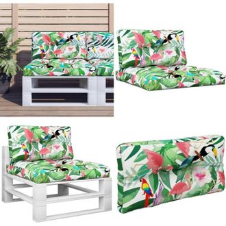 vidaXL Vidaxl - Coussins de palette lot de 2 multicolore tissu - Coussins De Patio - Coussins Exterieurs - Coussin D&eacute;coratif - Coussin Confortable - Coussin