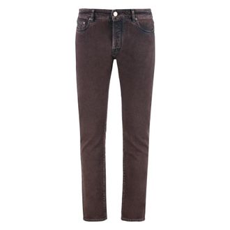 Moorer Regular Fit Jeans mit Lederlogo - - Jeans - Herren - Braun - W33