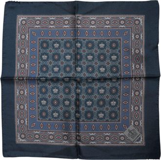 Dolce & Gabbana Blue Printed Silk Square Men Foulard Scarf
