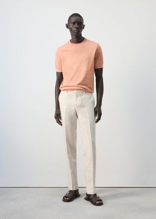 Mango T-shirt maille fine 100 % coton saumon - Homme - XXL - MANGO MAN