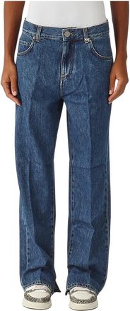 Pinko Pinko, Femme, Jeans, Bleu, Taille: W29 Jean ample &agrave; ourlet fendu