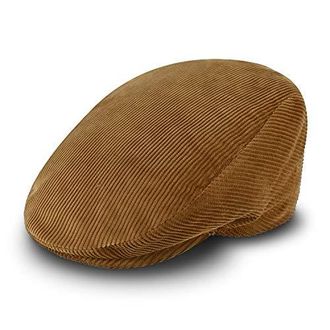 Fiebig Cord Casquette Plate pour Homme et Femme | Casquette Newsboy en Coton avec Doublure matelass&eacute;e | Casquette &agrave; visi&egrave;re fabriqu&eacute;e en Italie (61-XL, Beige