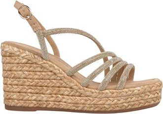 Alma En Pena Alma EN Pena, Femme, Chaussures, Beige, Taille: 42 EU Sandale compens&eacute;e &agrave; plateforme en raphia avec quatre brides tubulaires