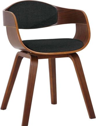 Clp Chaise de visiteur de style R&eacute;tro en tissu et bois de noyer avec divers accoudoirs Couleur : Noir