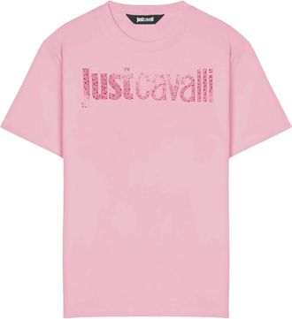 Just Cavalli Femme, Tops, Rose, Taille: 42 FR T-shirt en coton avec logo