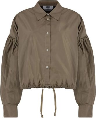 Msgm Msgm, Femme, Blouses et Chemises, Beige, Taille: 38 FR Balloon Sleeve Collared Jacket