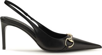 Gucci Horsebit Hardware Pointed Toe Slingback Pumps - Black
