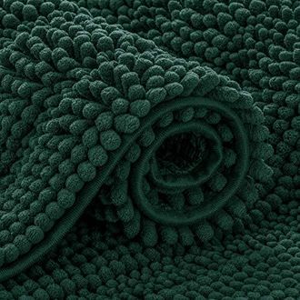 Subrtex Badezimmerteppiche, Chenille-Badteppich, gestreift, Plüsch-Badematte, weiche Teppiche für Badezimmer, wasserabsorbierend, Duschmatte, schnell trocknen